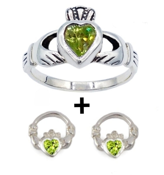 Birthstone claddagh earrings and Rings – Killarney Celtic Jewelry