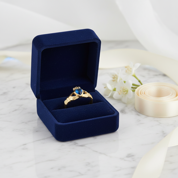 Gold plated Claddagh ring Sapphire stone September birthstone ...